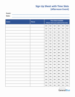 Interview Sign Up Sheet Template in PDF (Colorful)