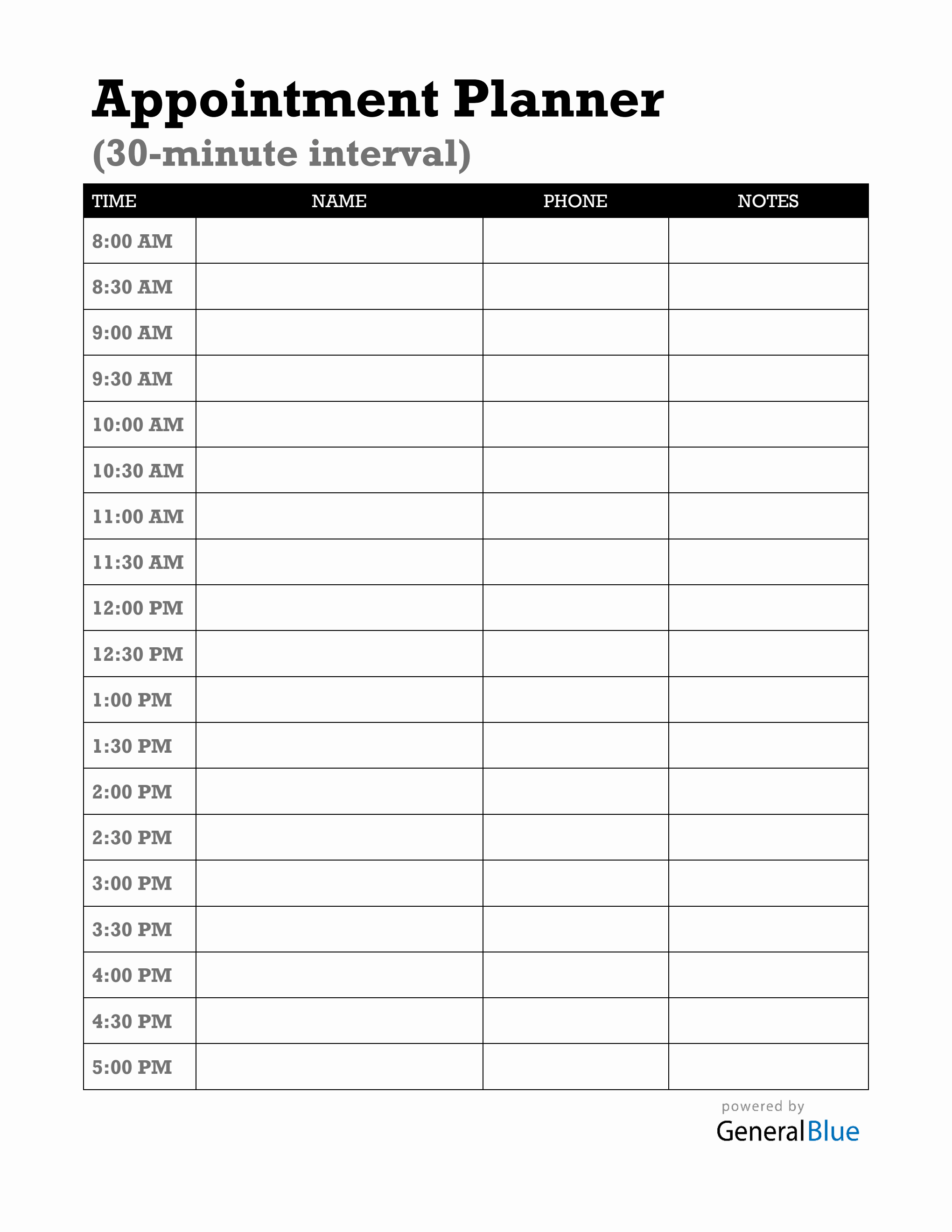 Free Basic Appointment Planner Template Word