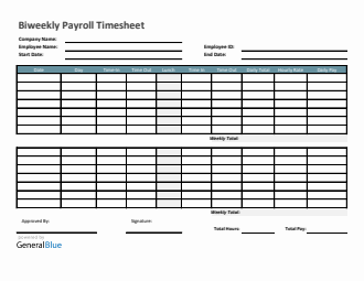 Biweekly Payroll Timesheet in Word