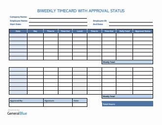 Printable Employee Timesheet With Signature in PDF