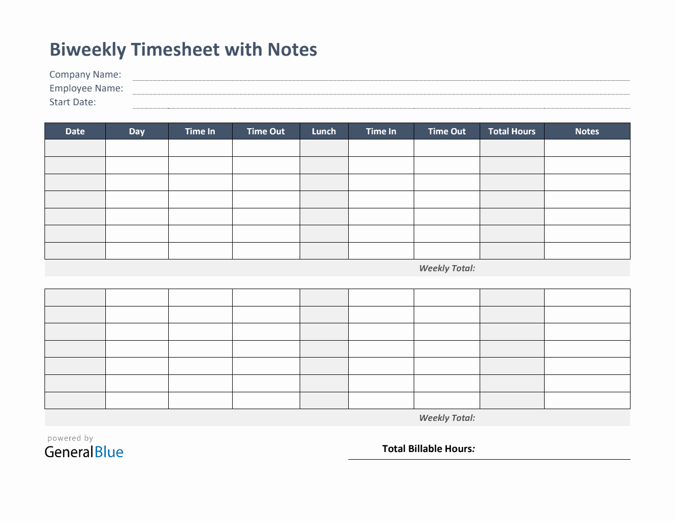 Free PDF Employee Timesheet Templates Free PDF Employee Timesheet Templates