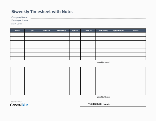 Biweekly Timesheet Templates