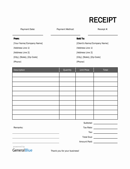 Receipt Templates