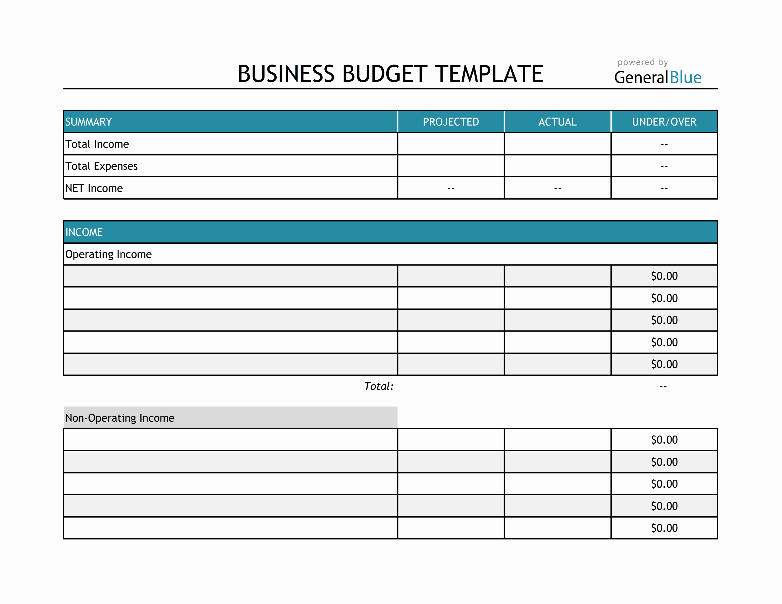 Excel Company Budget Template