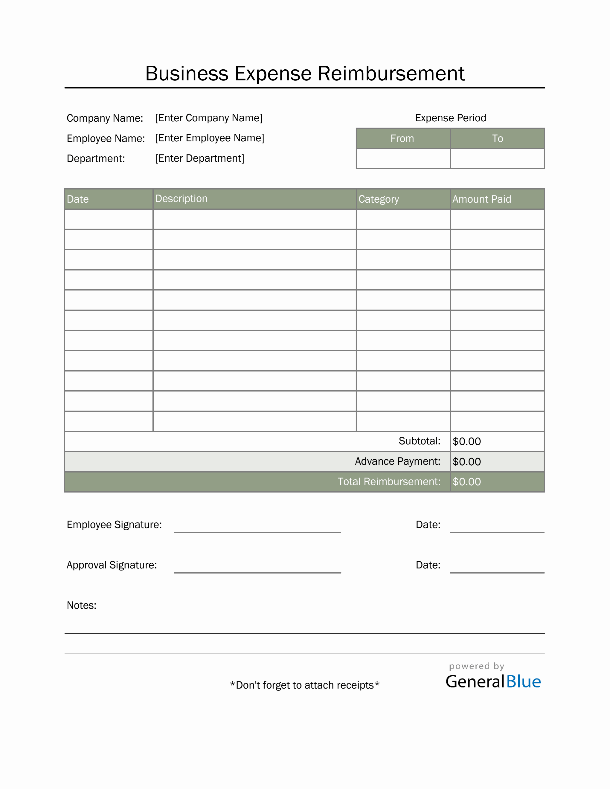 Business Expense Reimbursement in Excel (Basic)