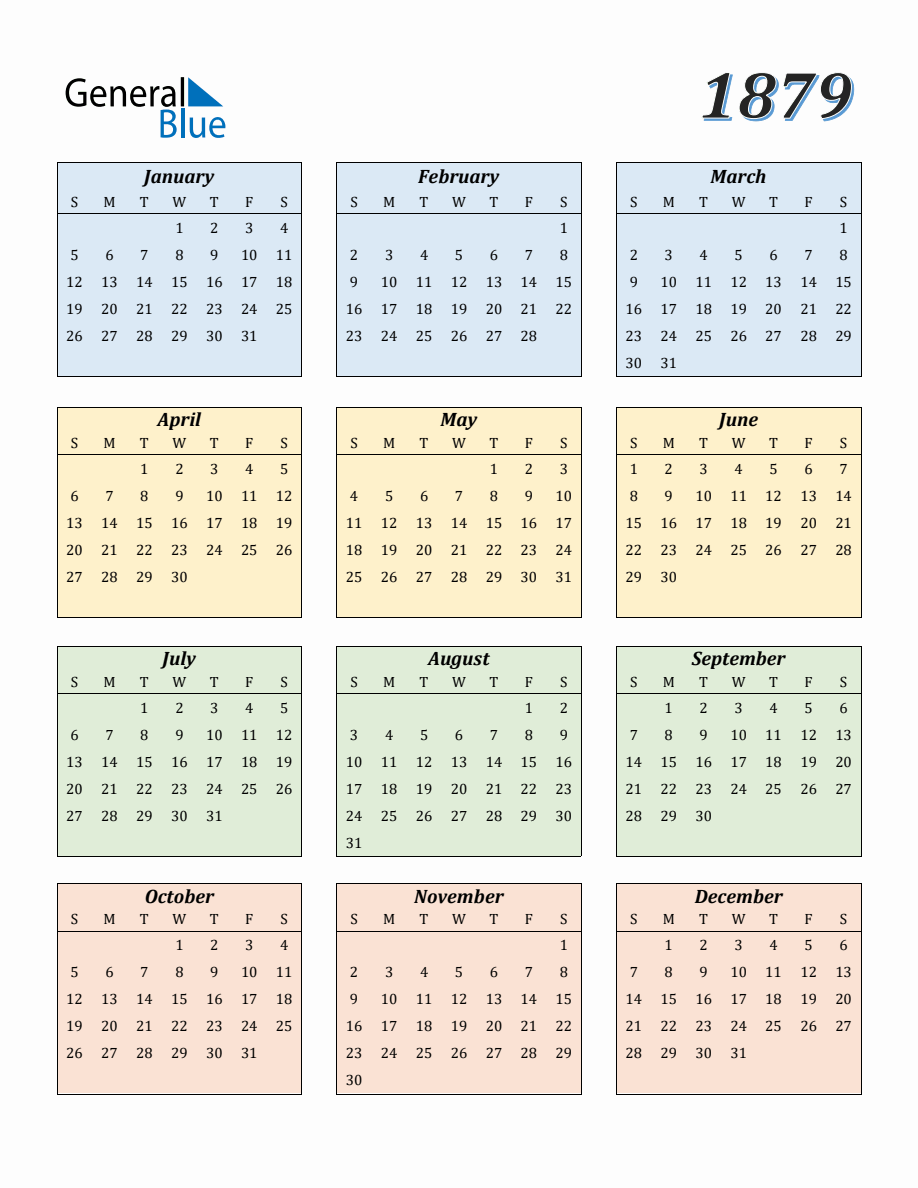 Calendar for Year 1879