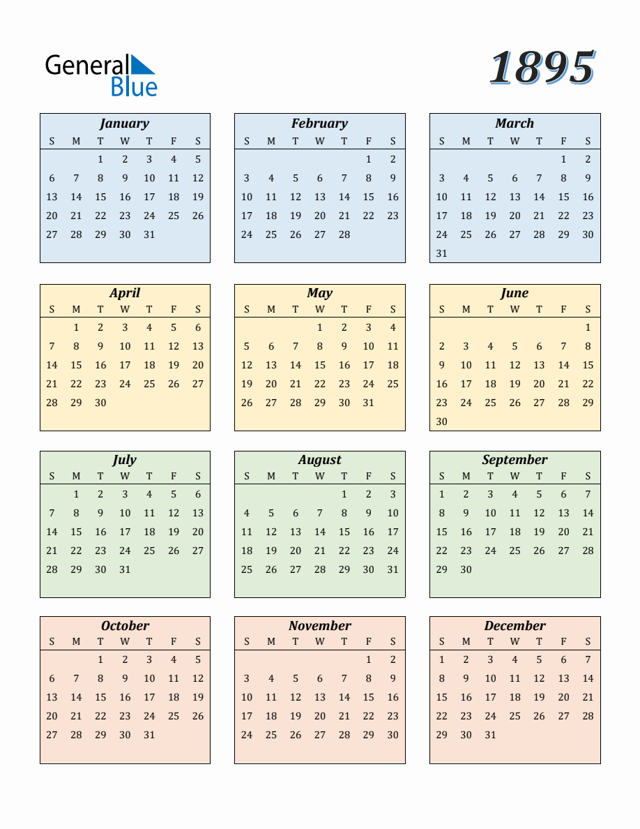 Calendar for Year 1895