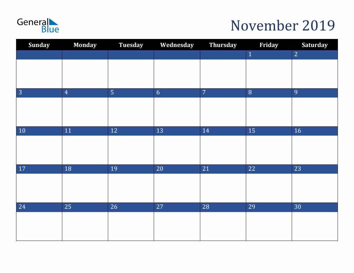 November 2019 Downloadable Calendar
