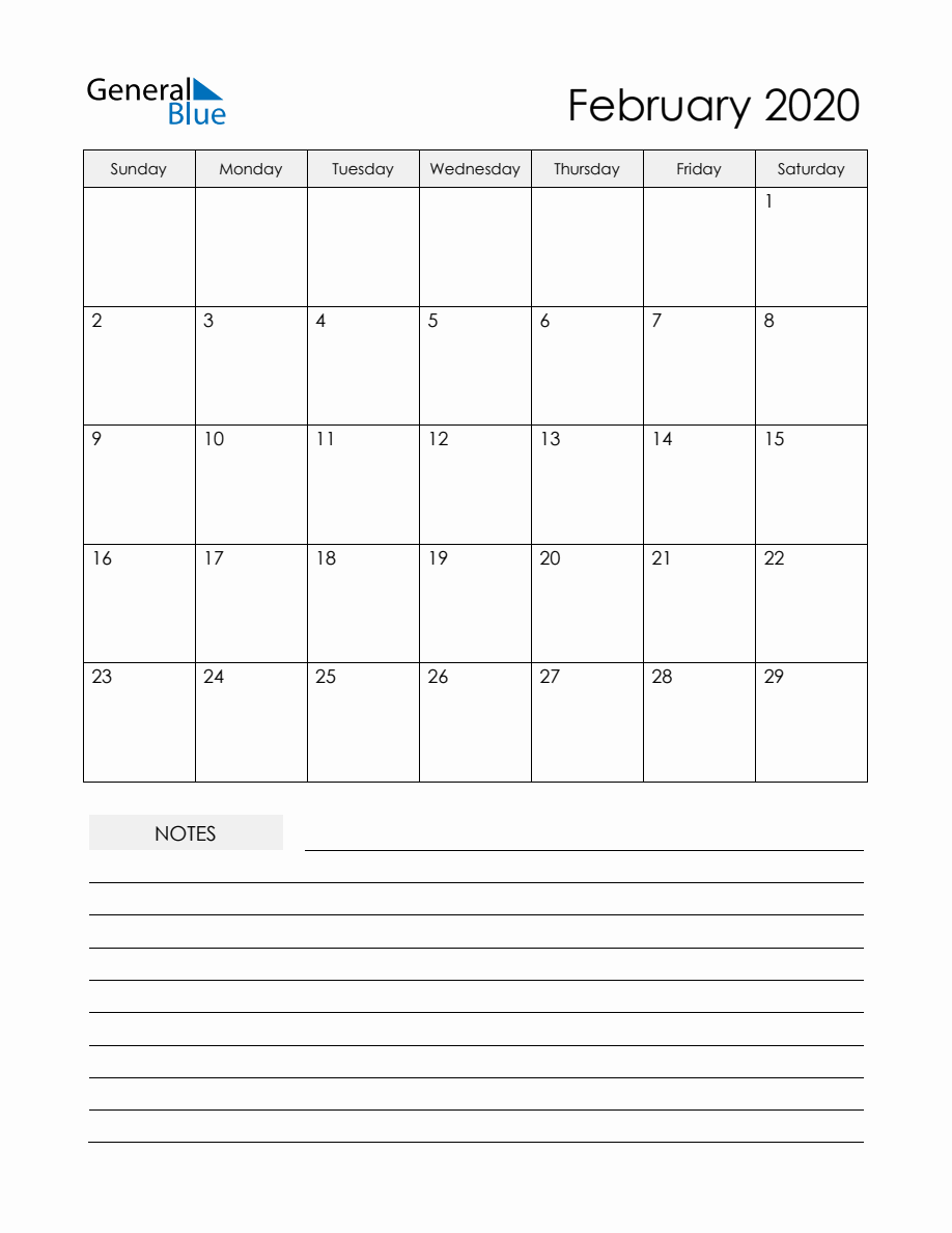 February 2020 Monthly Planner Calendar