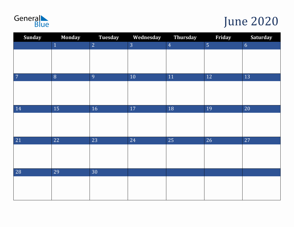 June 2020 Downloadable Calendar