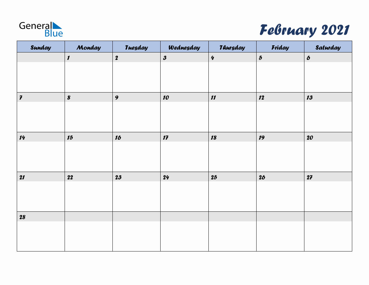 Free February 2021 Monthly Editable Calendar