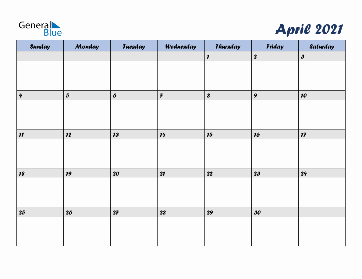 Free April 2021 Monthly Editable Calendar