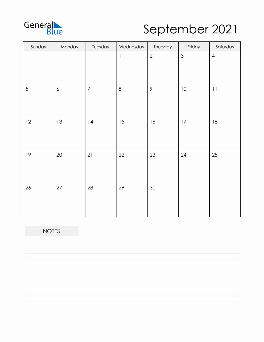 September 2021 Monthly Planner Calendar