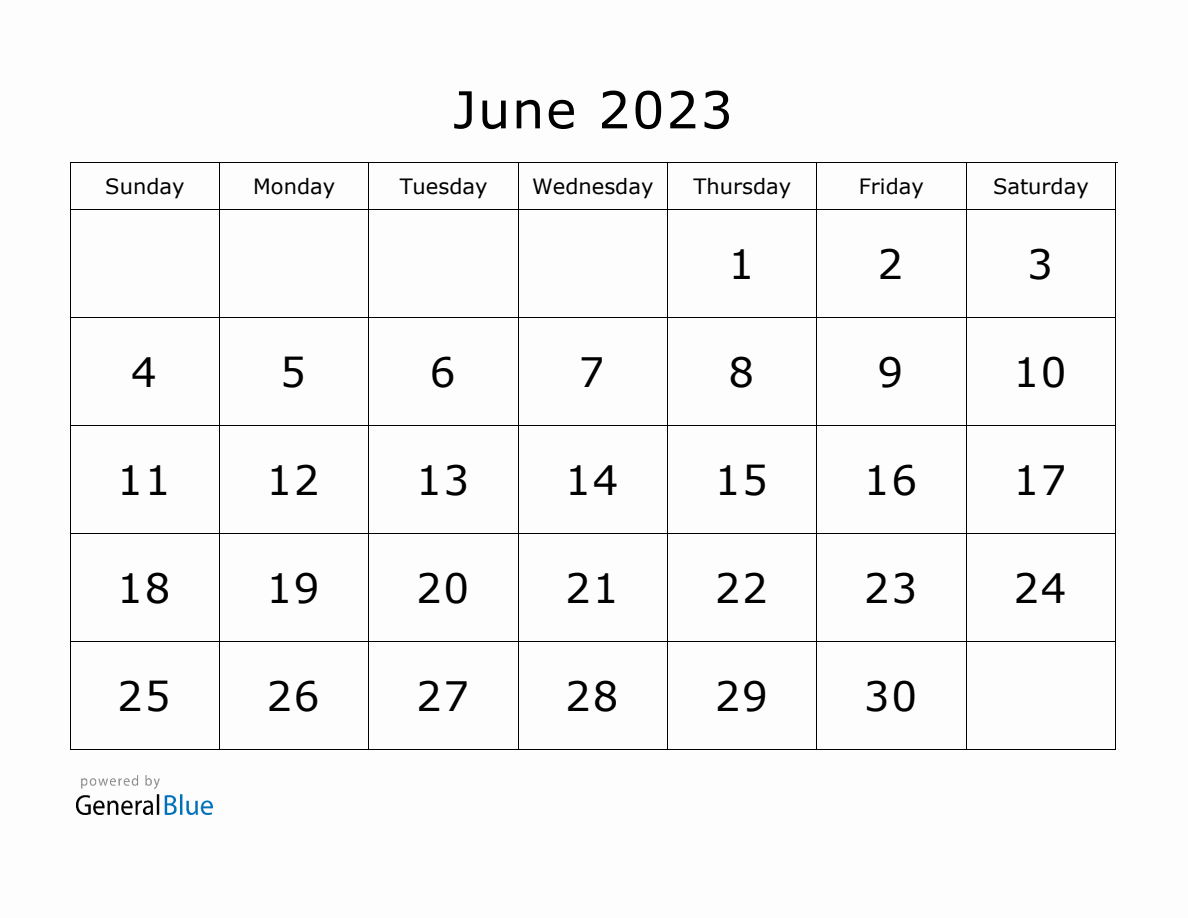 Printable June 2023 Calendar