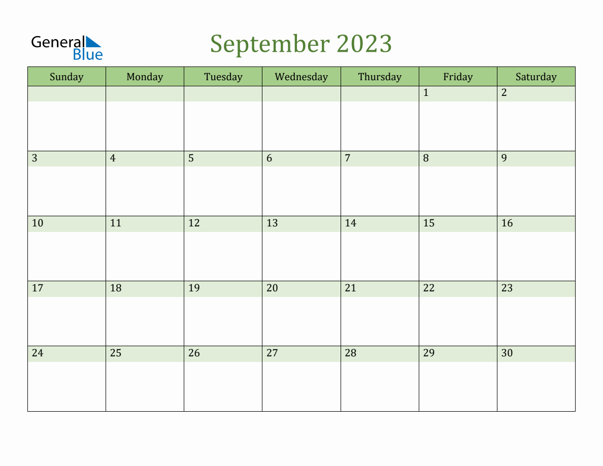 Fillable September 2023 Calendar