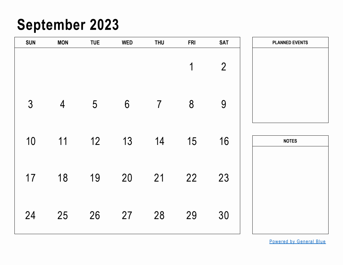 September 2023 Monthly Planner