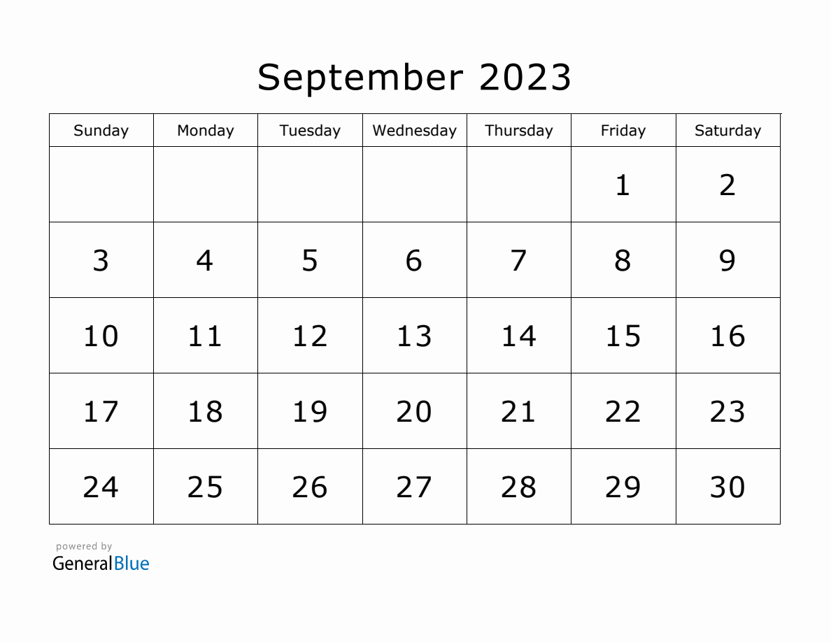 Printable September 2023 Calendar