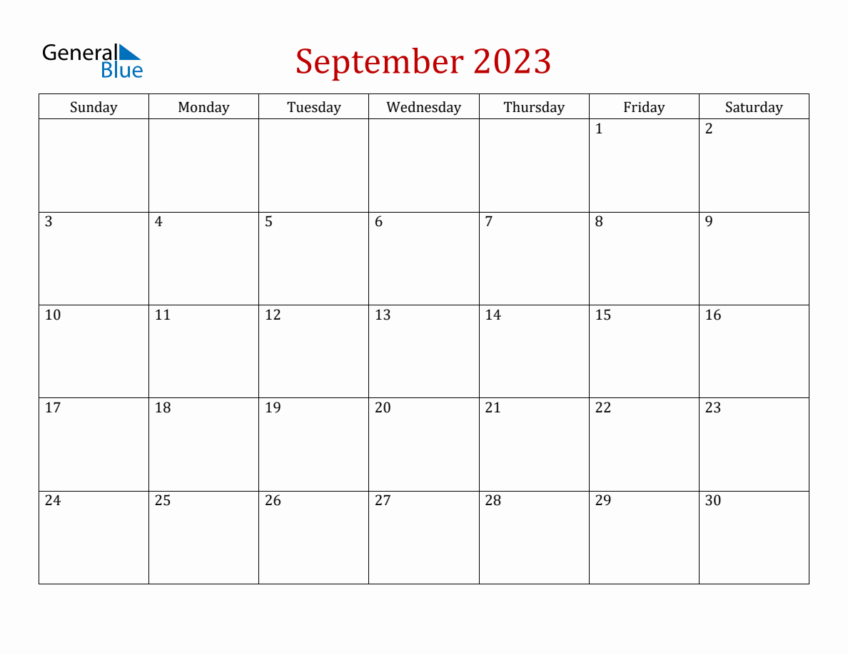 September 2023 Simple Calendar