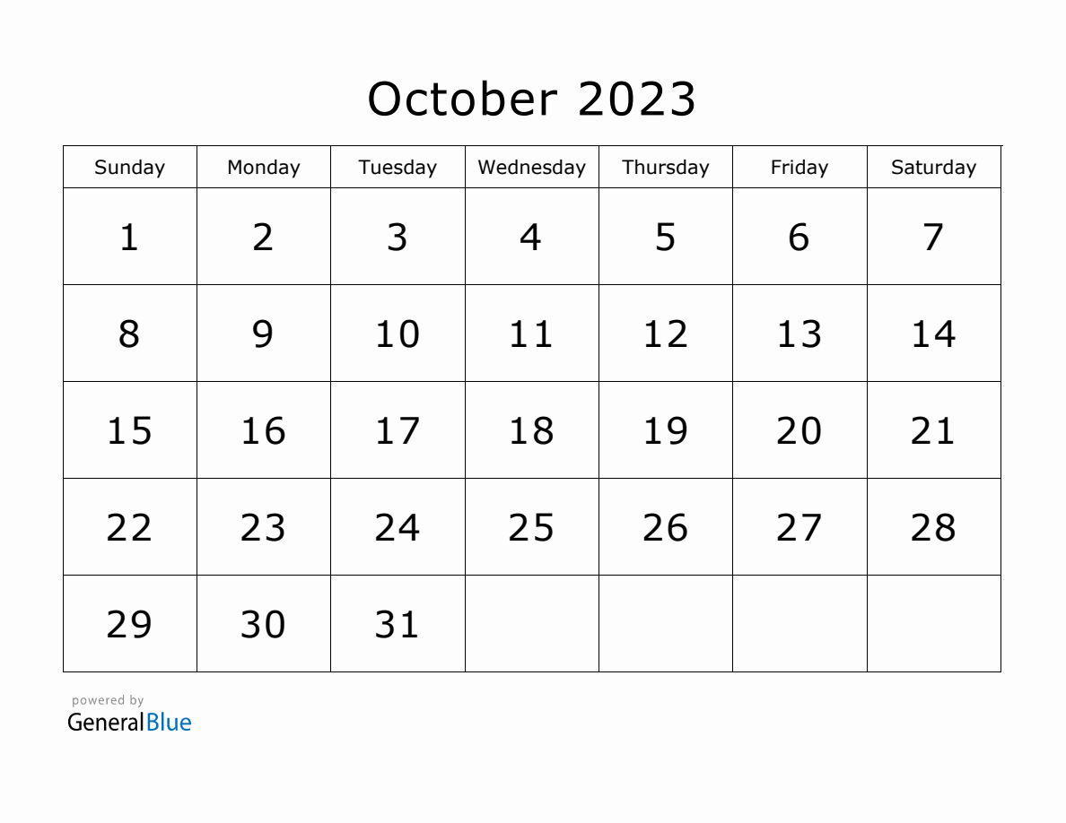 Printable October 2023 Calendar