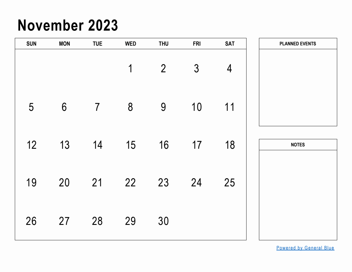 November 2023 Monthly Planner