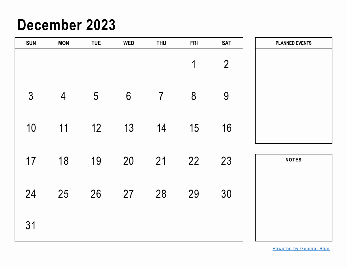 December 2023 Monthly Planner