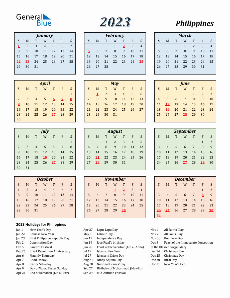 2023 Philippines Calendar