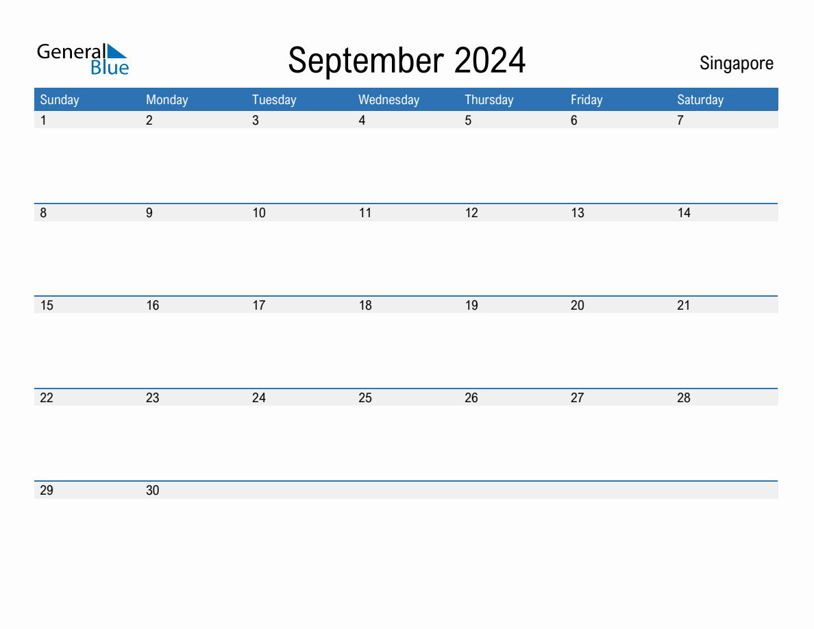 Editable September 2024 Calendar with Singapore Holidays