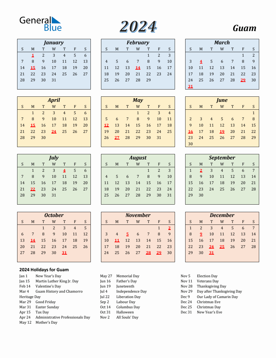 2024 Guam Calendar