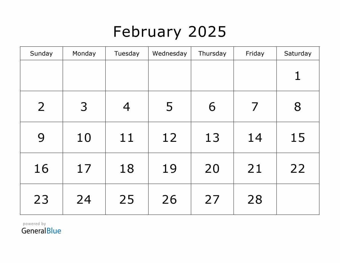 Printable February 2025 Calendar
