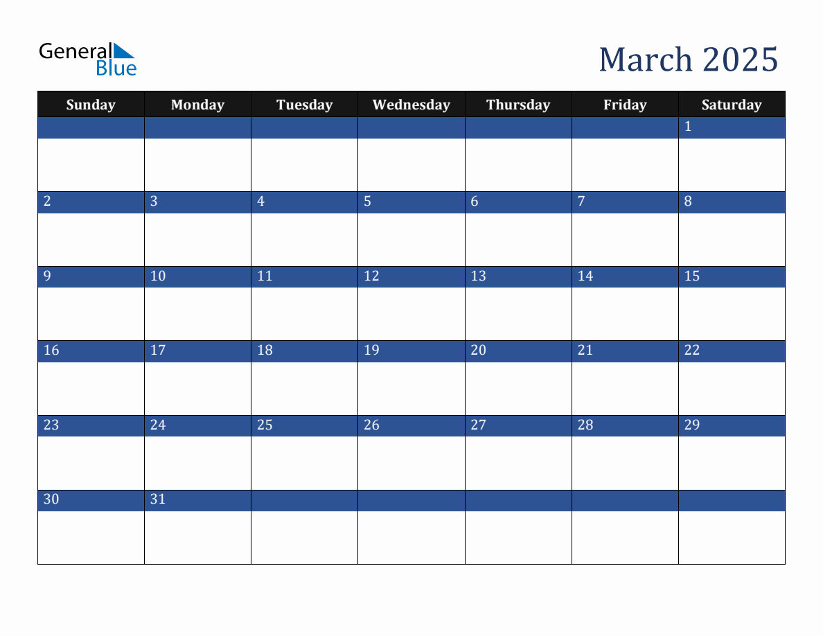 March 2025 Downloadable Calendar