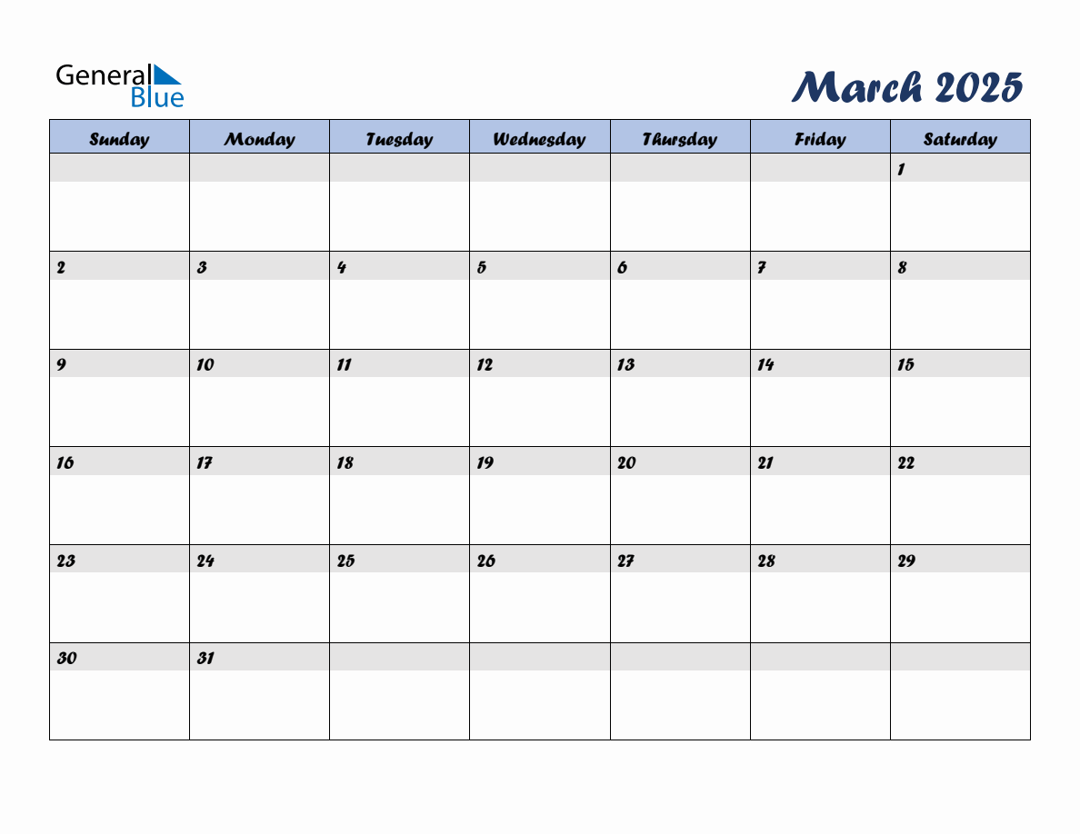 Free March 2025 Monthly Editable Calendar
