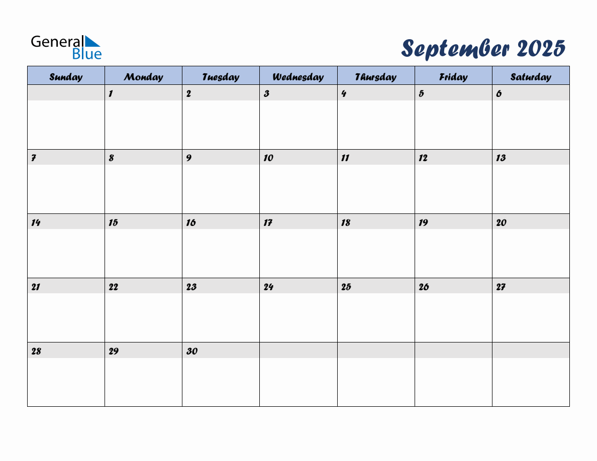 Free September 2025 Monthly Editable Calendar