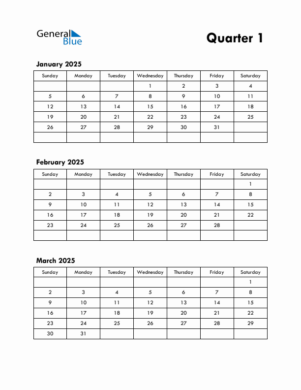 Downloadable Q1 2025 Quarterly Calendar In PDF Word And Excel Downloadable Q1 2025 Quarterly Calendar In PDF Word And Excel