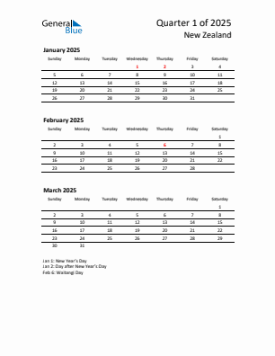 New Zealand Calendars with Holidays