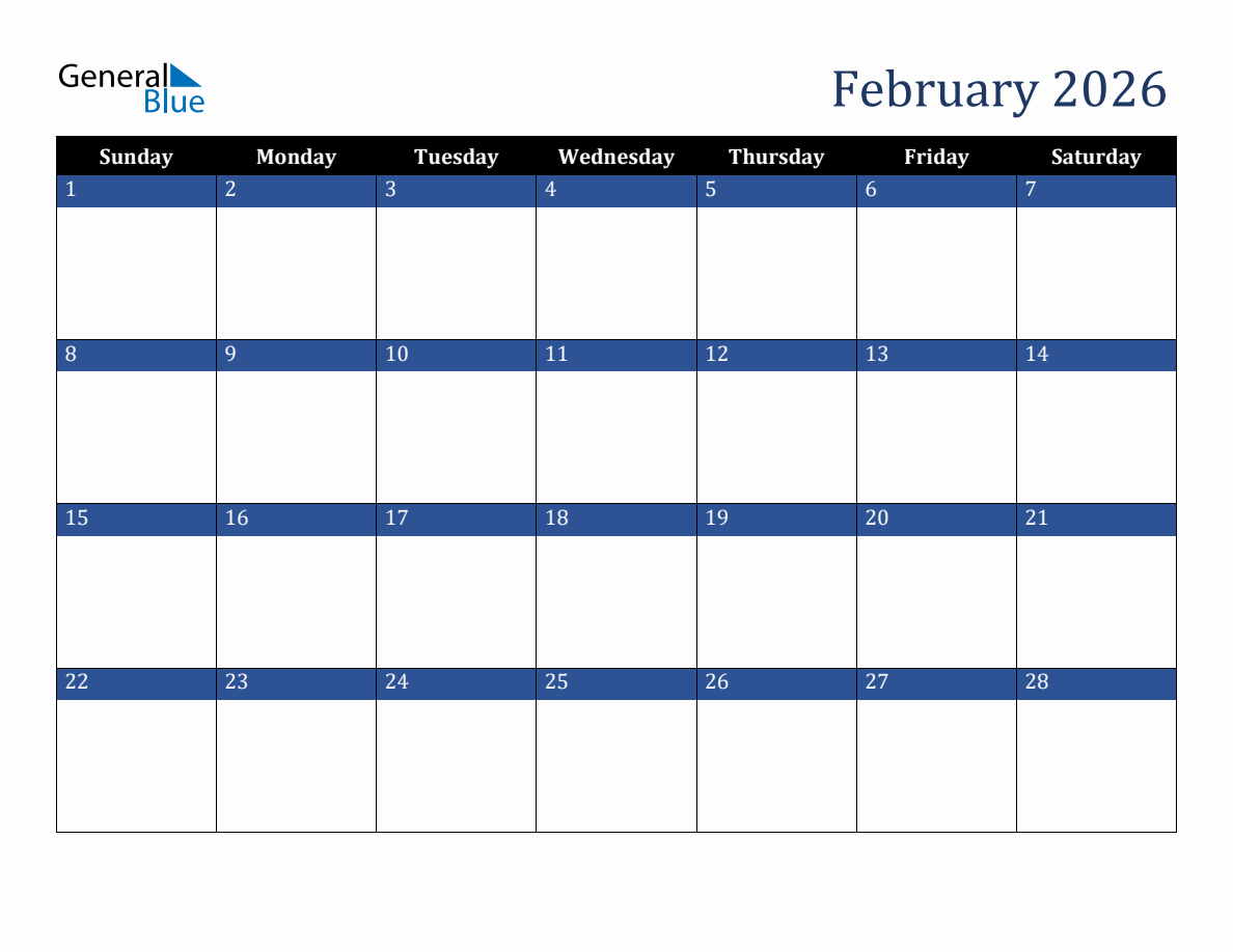 February 2026 Downloadable Calendar