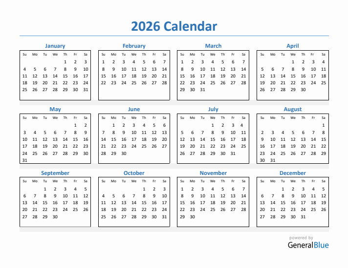 Year Planner 2026 Template