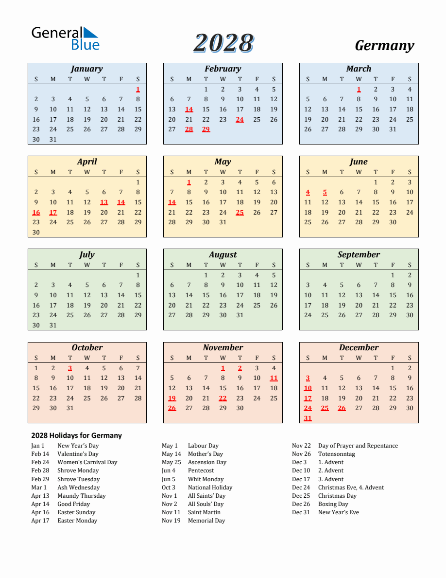 2028 Germany Calendar
