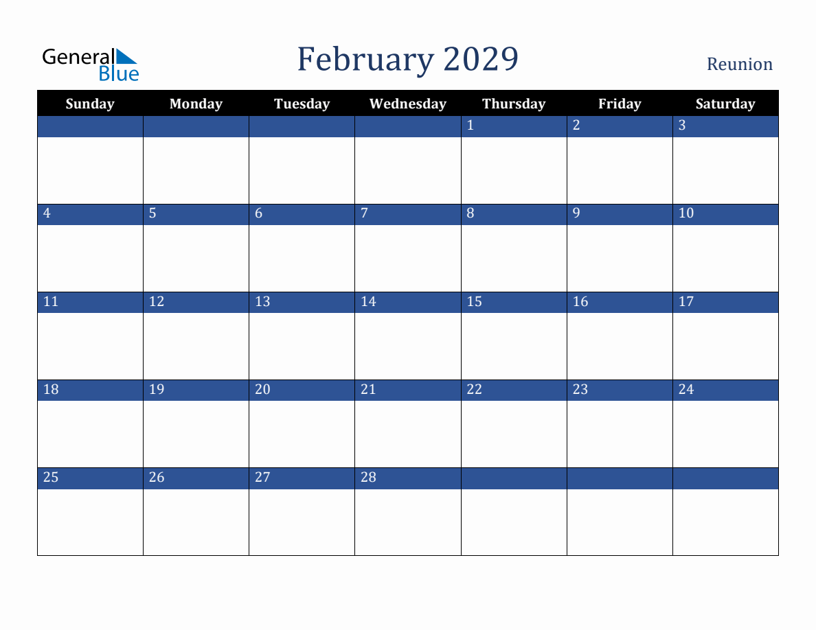 February 2029 Reunion Holiday Calendar