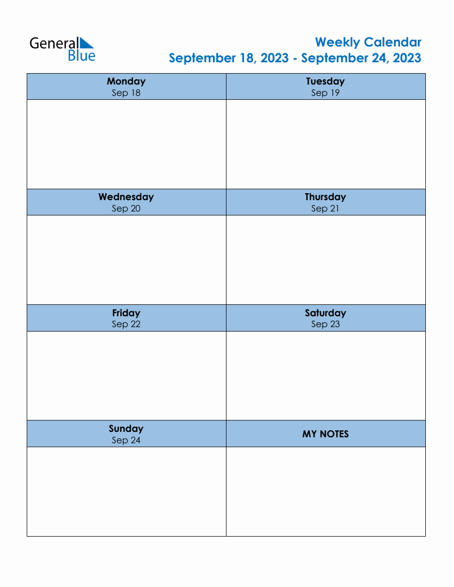 Editable Weekly Planner for the Week of September 18, 2023