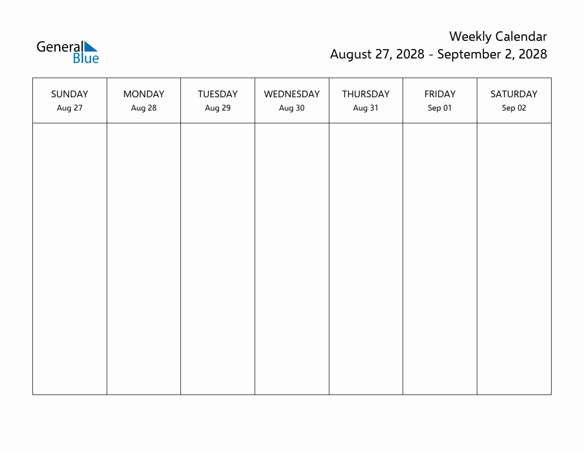 Printable Weekly Calendar for Week 36 of 2028