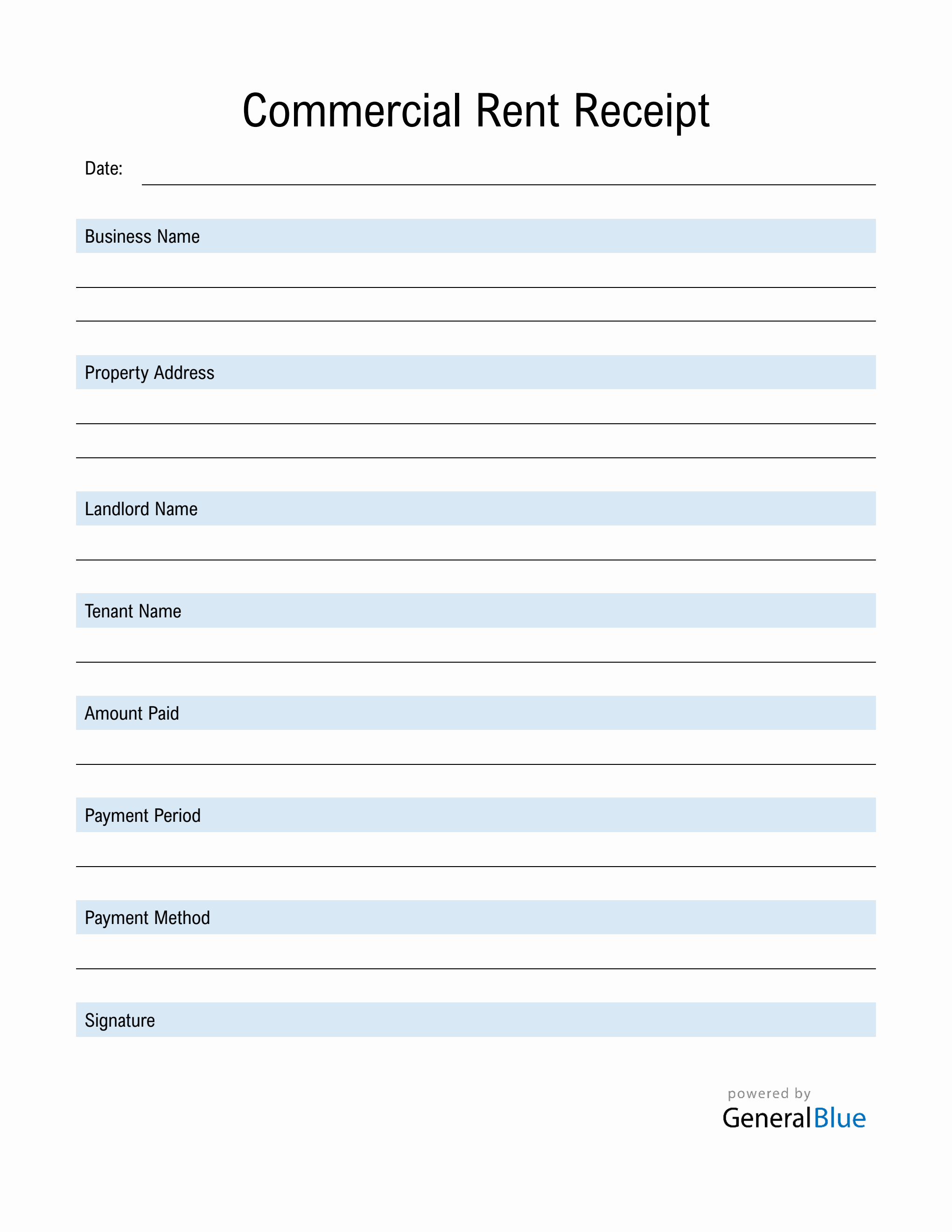 Commercial Rent Receipt Template in Word