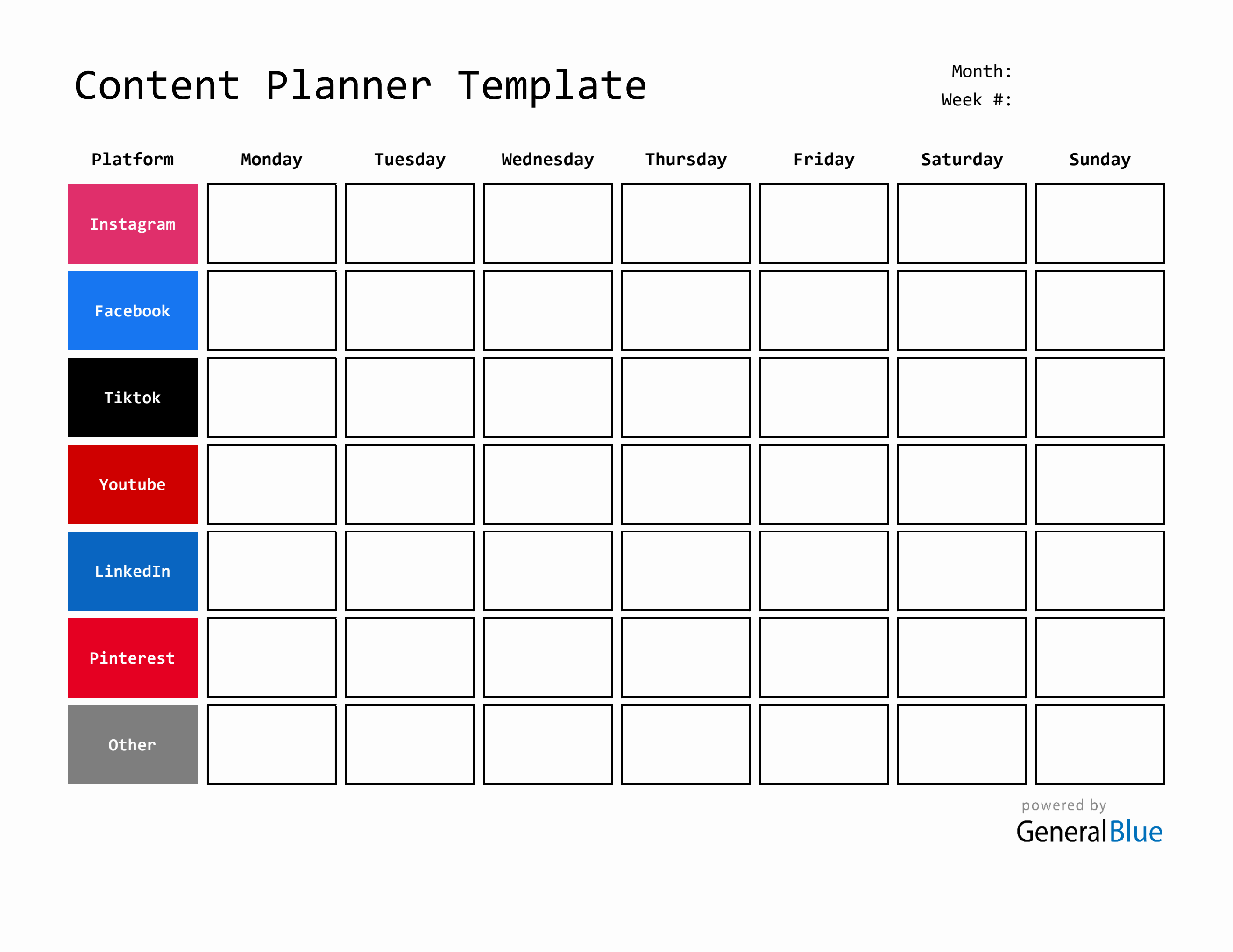 Free Excel Social Content Calendar Templates