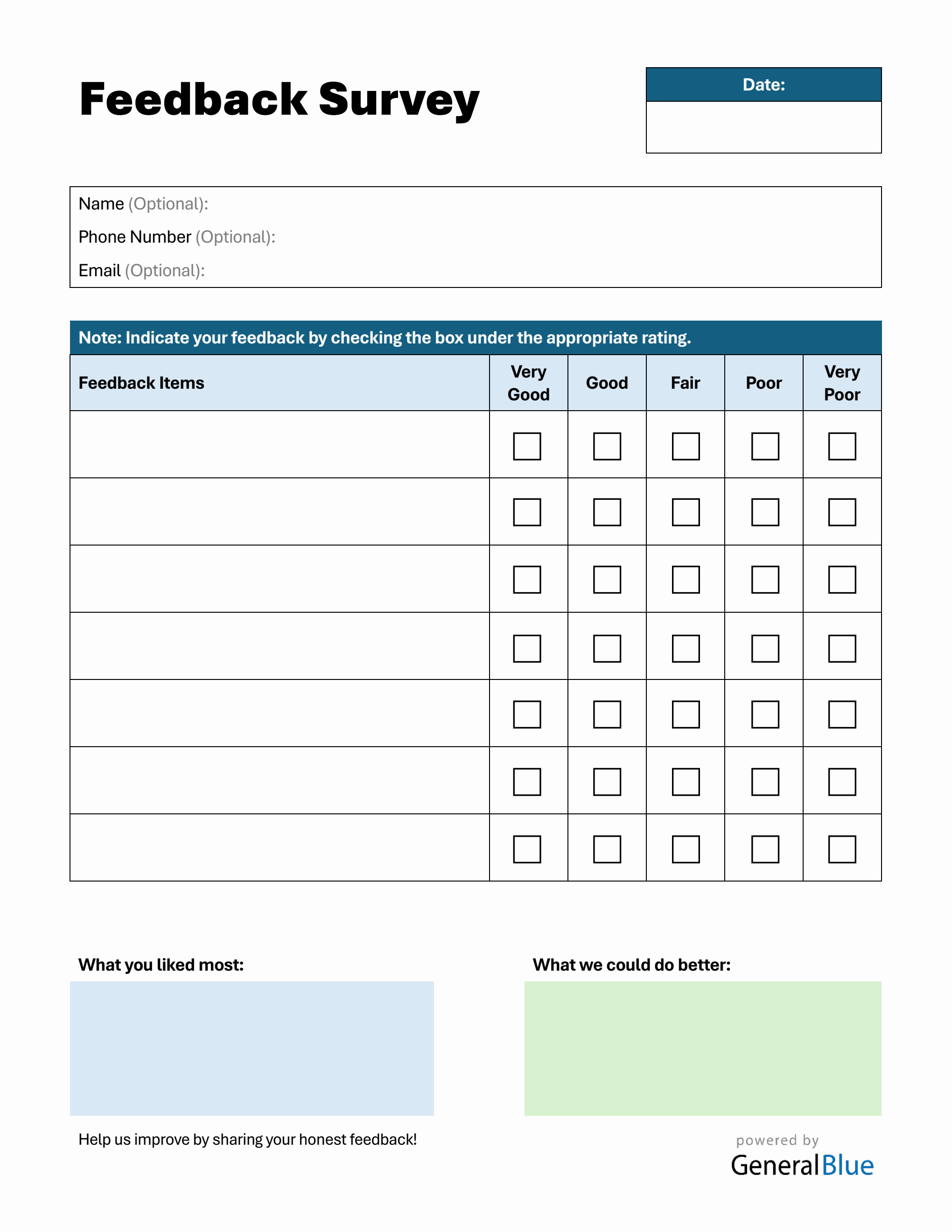Customer Feedback Form PDF