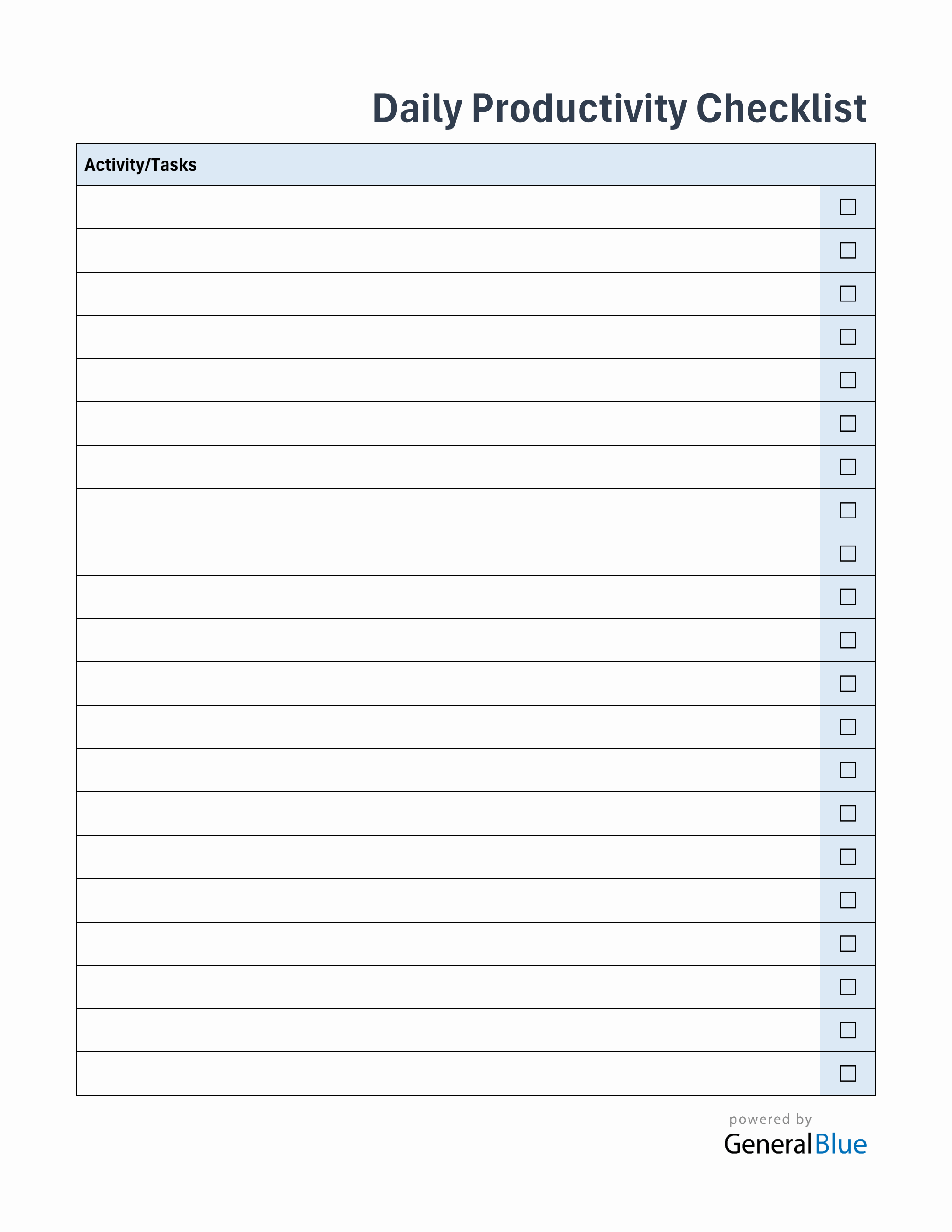 Free PDF Daily Checklist Template (Simple)