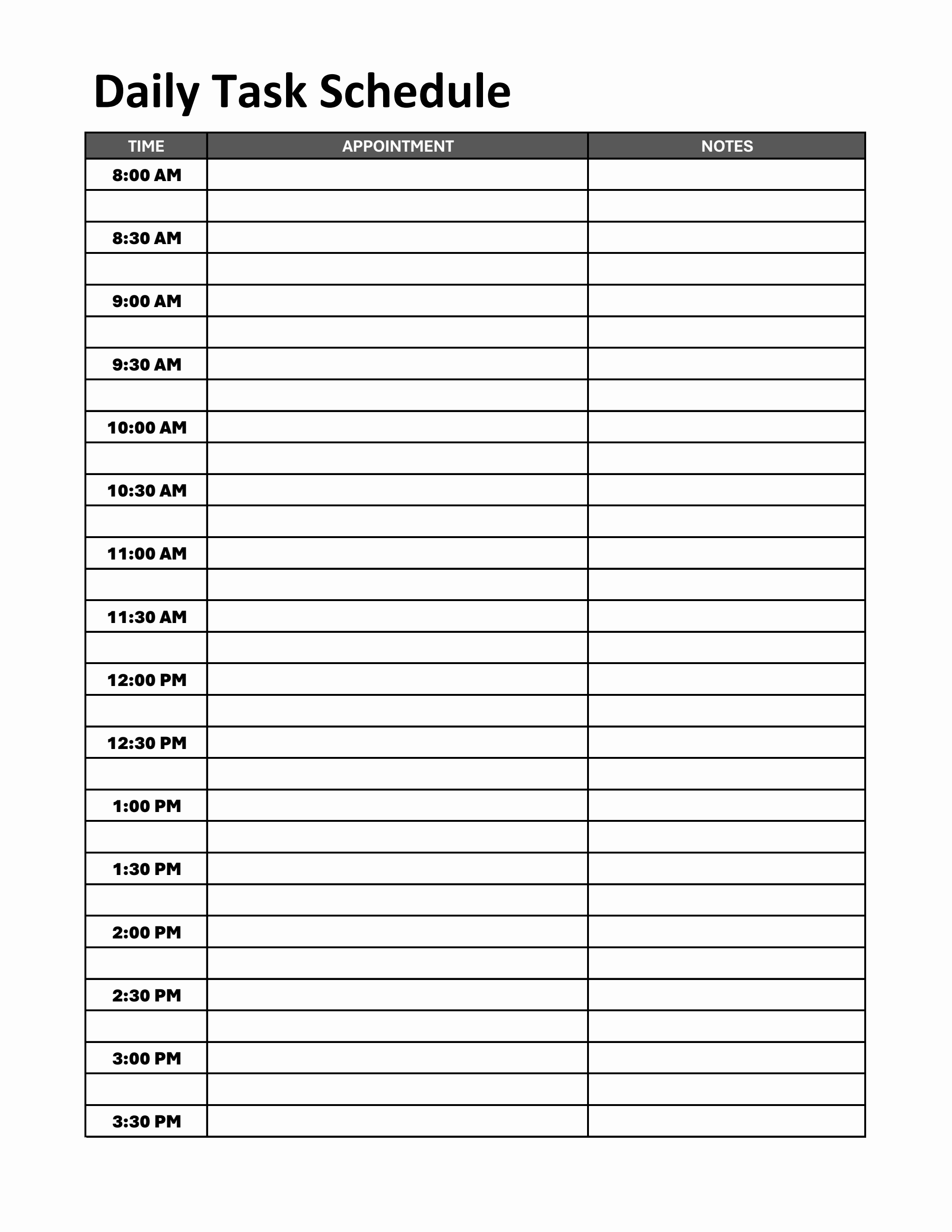 Daily Schedule Template Excel (Customizable)