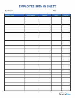 Employee Sign In Sheet in Excel