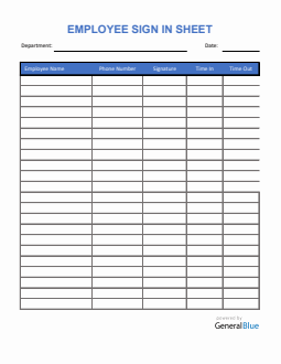 Employee Sign In Sheet in PDF