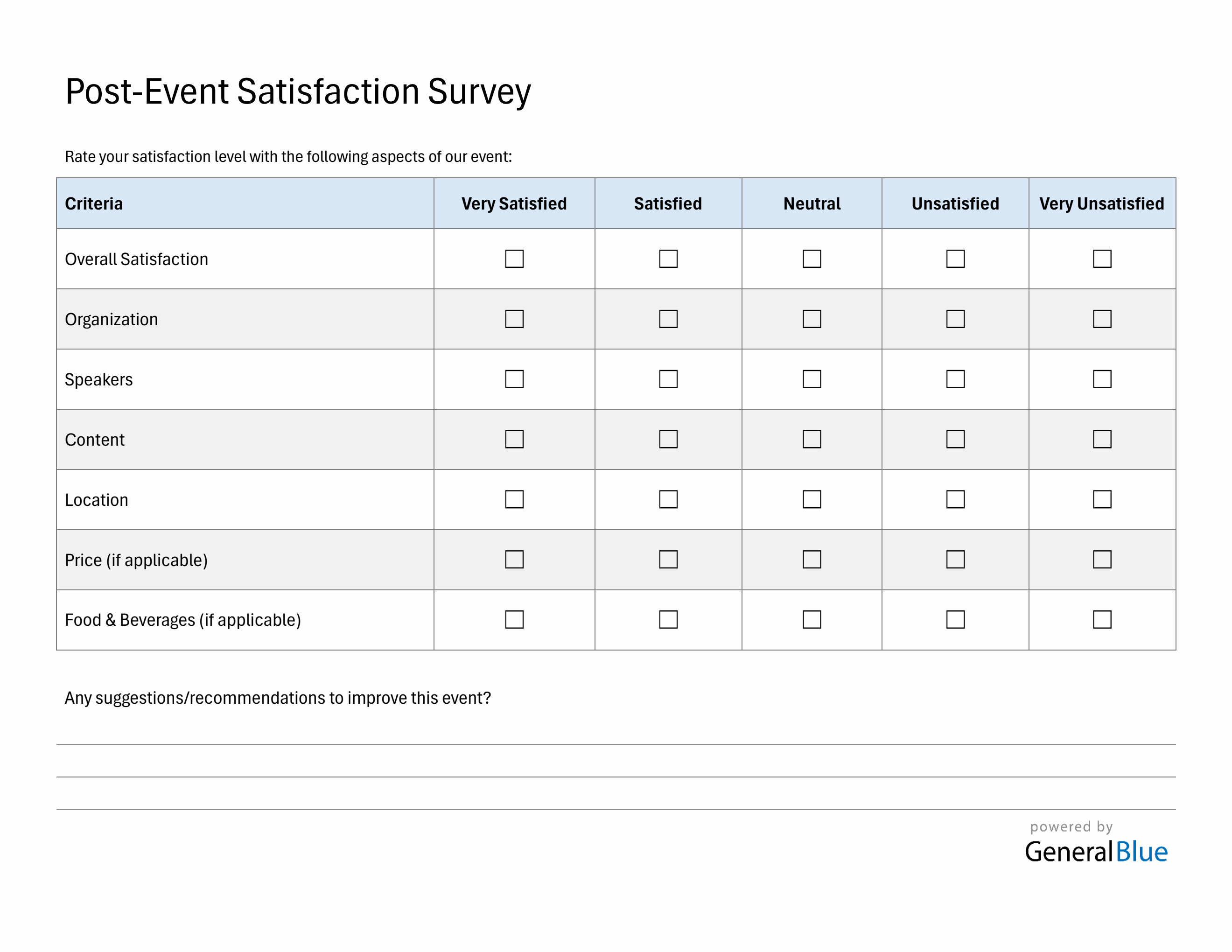 Editable Event Satisfaction Survey | Free PDF, Word, Excel Download