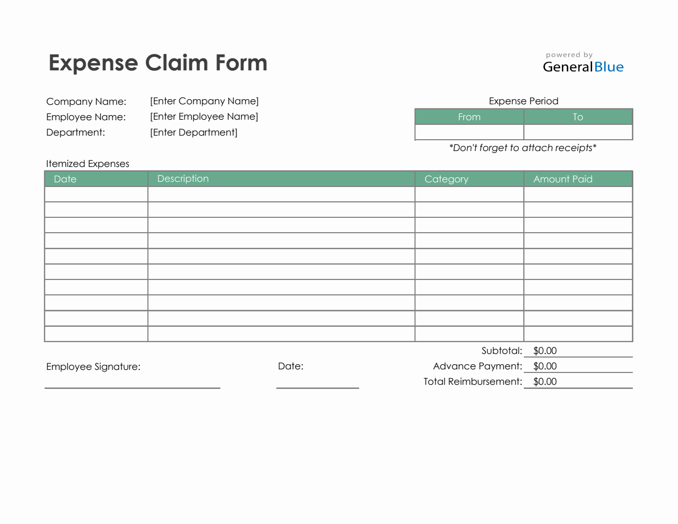 Reimbursement Templates Reimbursement Templates