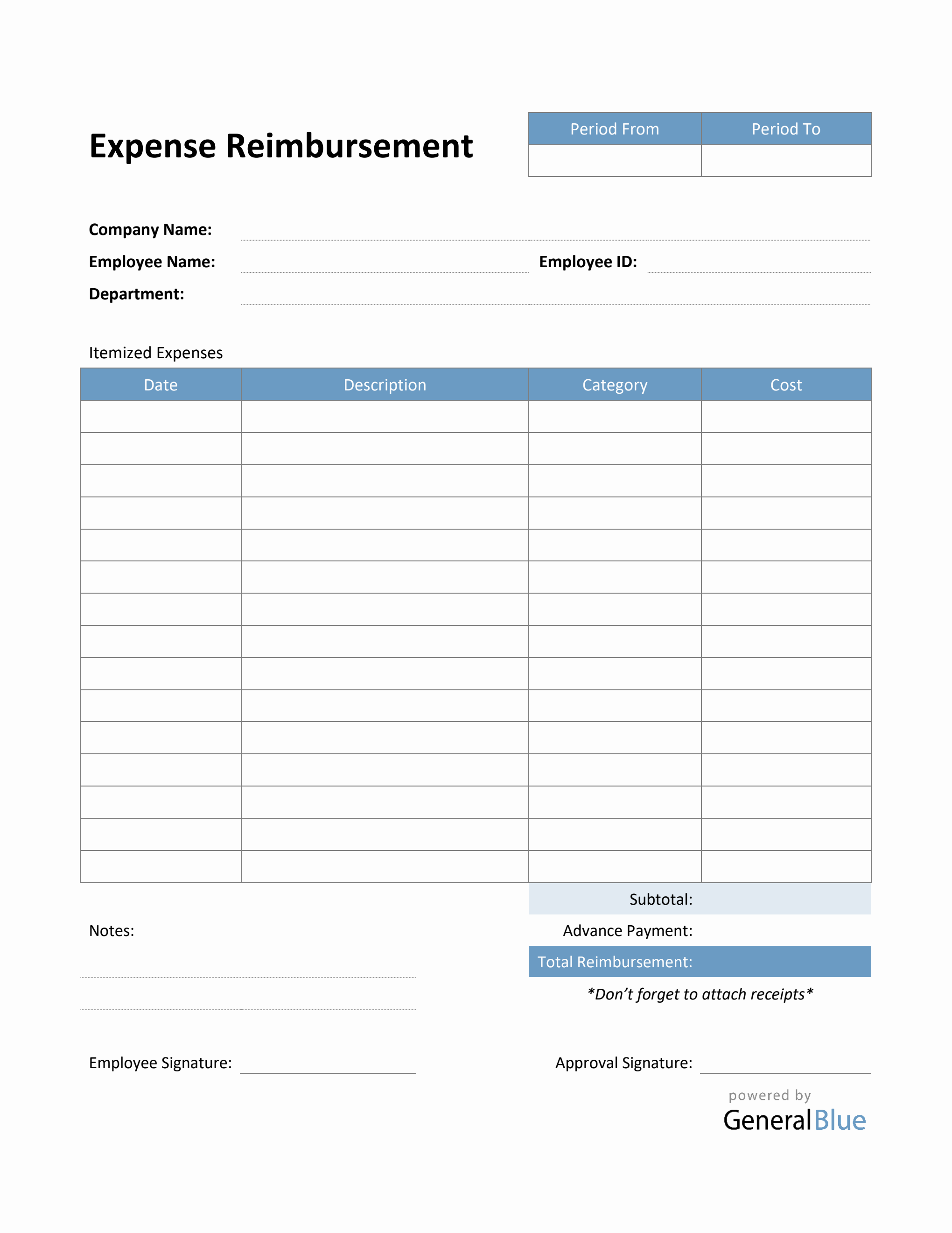 Expense Reimbursement Form in Word (Basic)